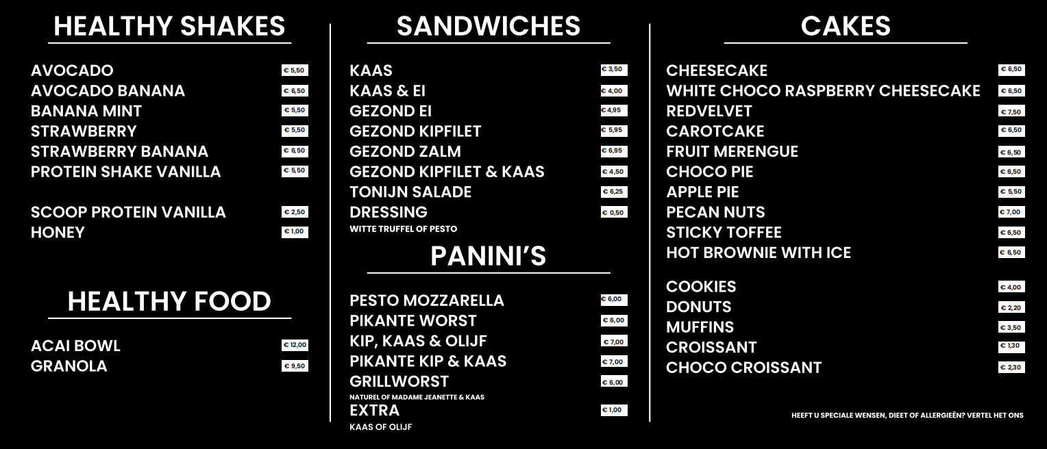 Our menu - Espresso Love