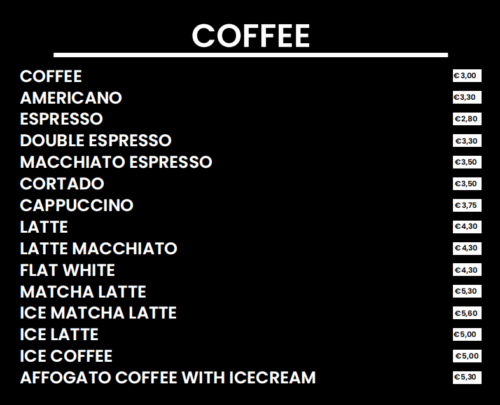 Our menu - Espresso Love